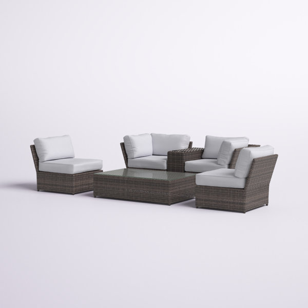 Etta Avenue™ Elodie Rattan Wicker Fully Assembled 4 - Person Seating Group with Cushions | Wayfair